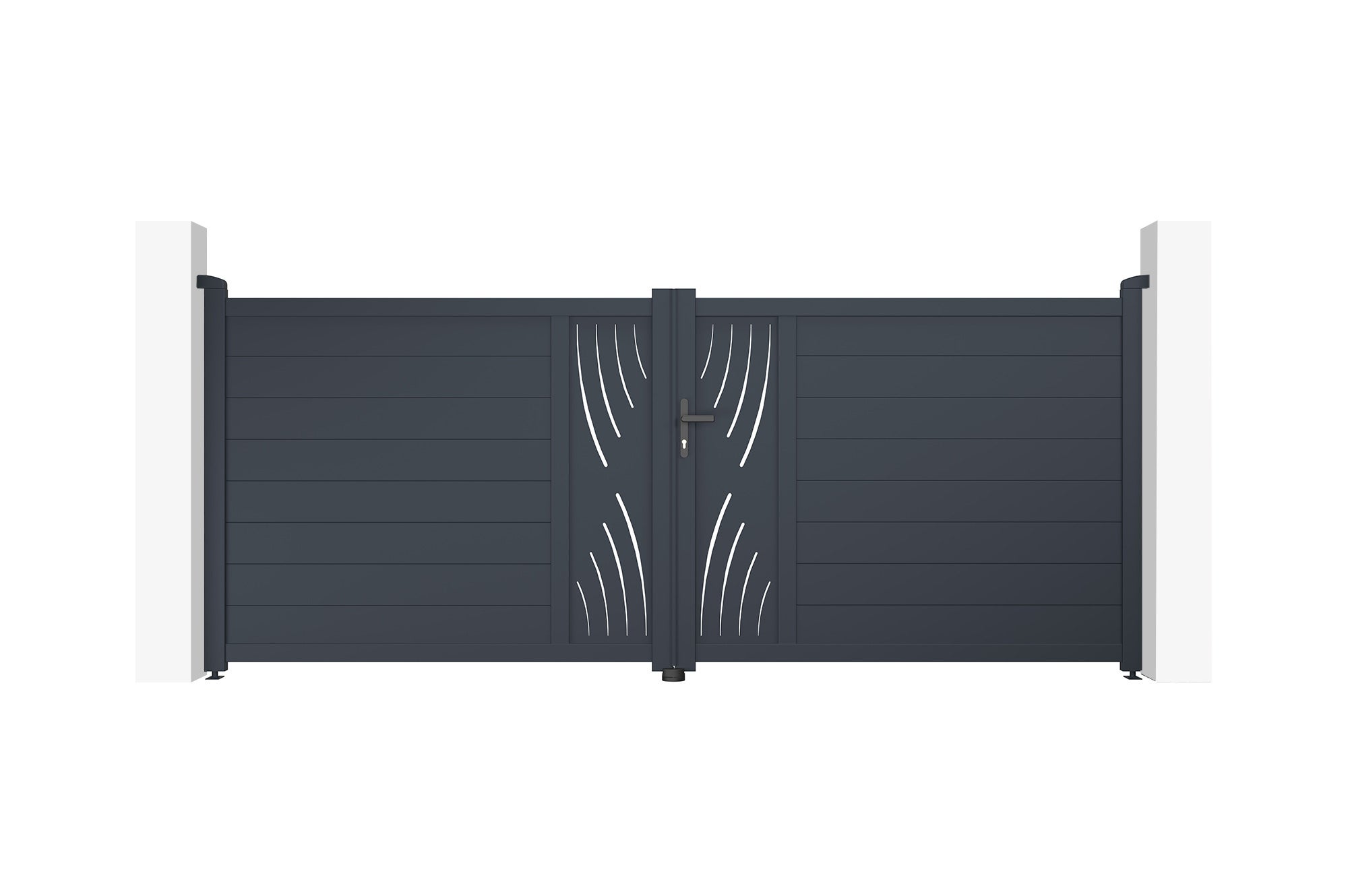 Portail battant 3,5m VELETA H.140cm aluminium gris | Leroy Merlin