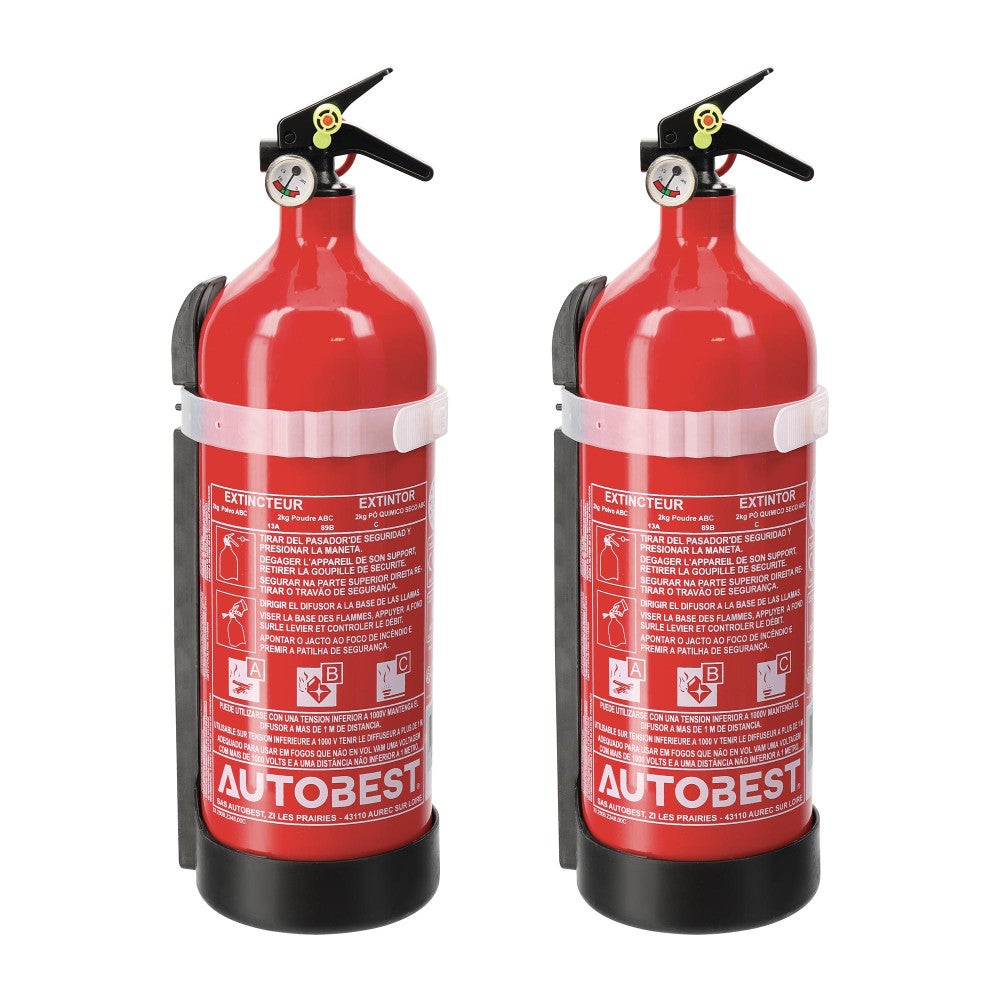 Lot de 2 extincteurs 2kg classe ABC avec manomètre - AUTOBEST | Leroy ...