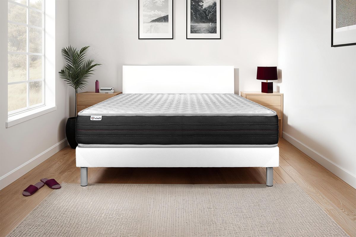Matelas 140 x 200 cm VITALMEMO ONE - Mousse polyuréthane à mémoire de forme - Ep. 24 cm - Ferme ...