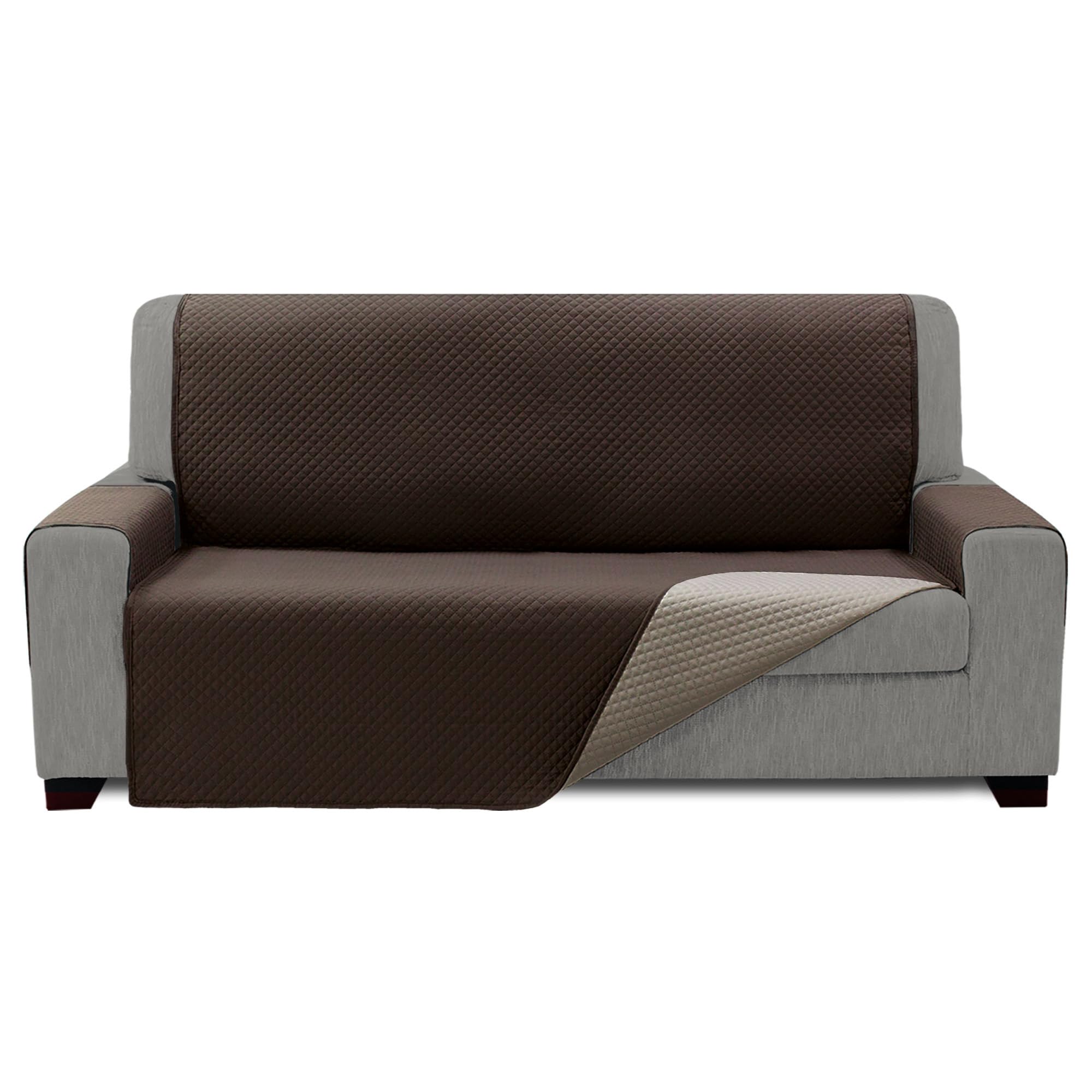 TIENDA EURASIA - Cubre Sofa Acolchado, Reversible, Marrón y Beige, 2 ...