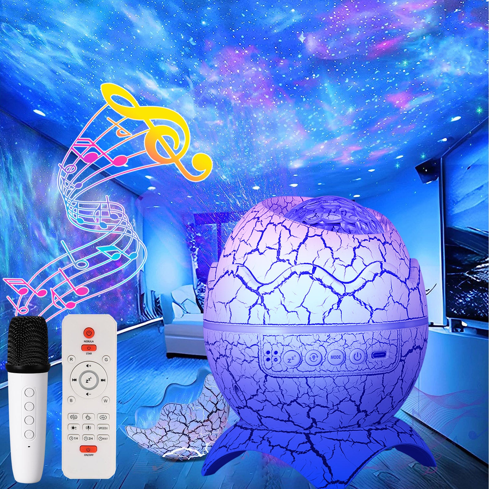 Proyector Estelar 4en1 con Karaoke, Luces LED 16 Colores y Mando ...