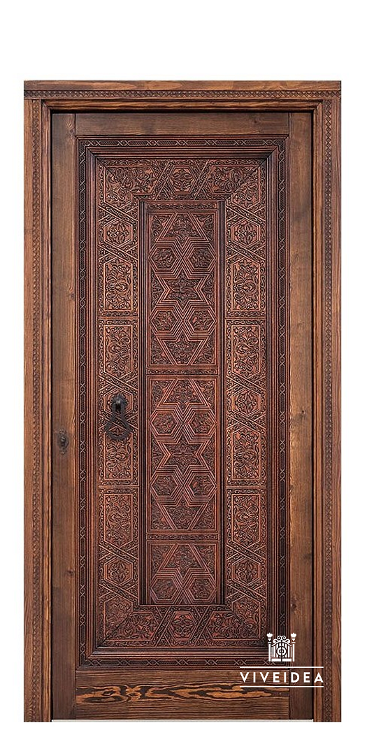 PUERTA ENTRADA UNA HOJA RÚSTICA TALLADA, MADERA PINO GRAN CALIDAD ...