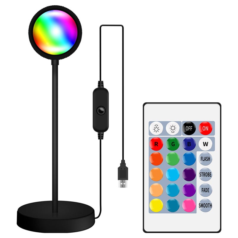 Lampe d'ambiance RGB Sunset 360° Réglable, Projection Lumière LED avec ...