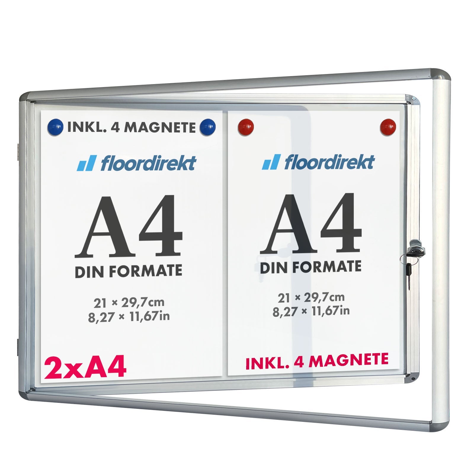 Tableau d'affichage Vitrine Premium 37 x 48 cm 2 x A4 Avec 4 aimants ...