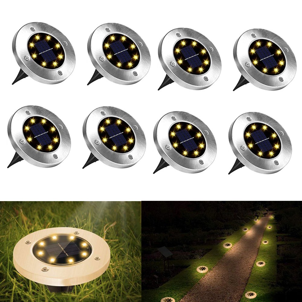 8 luces solares para exteriores para patio, luces solares de suelo ...
