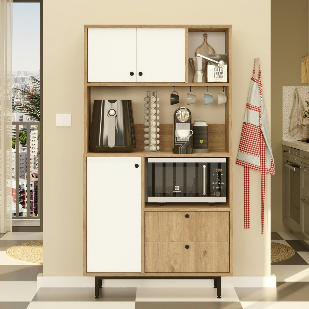 Buffet cuisine moderne niches micro-ondes et cafetière JENA | Leroy Merlin