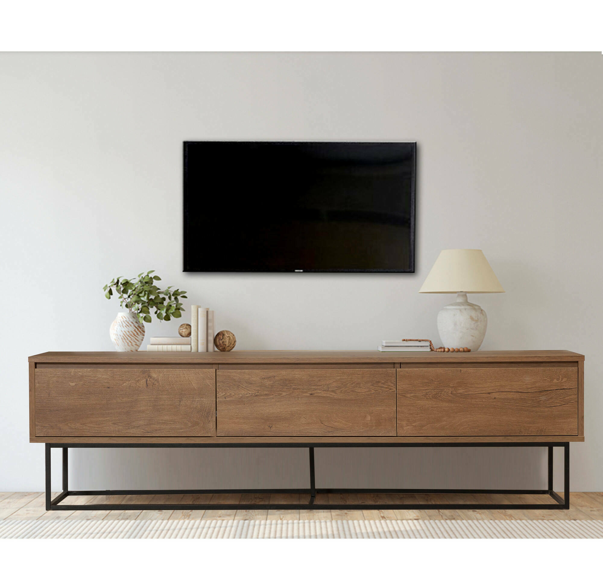 Meuble TV Iginia, Buffet de salon, Armoire basse pour TV, Base murale ...