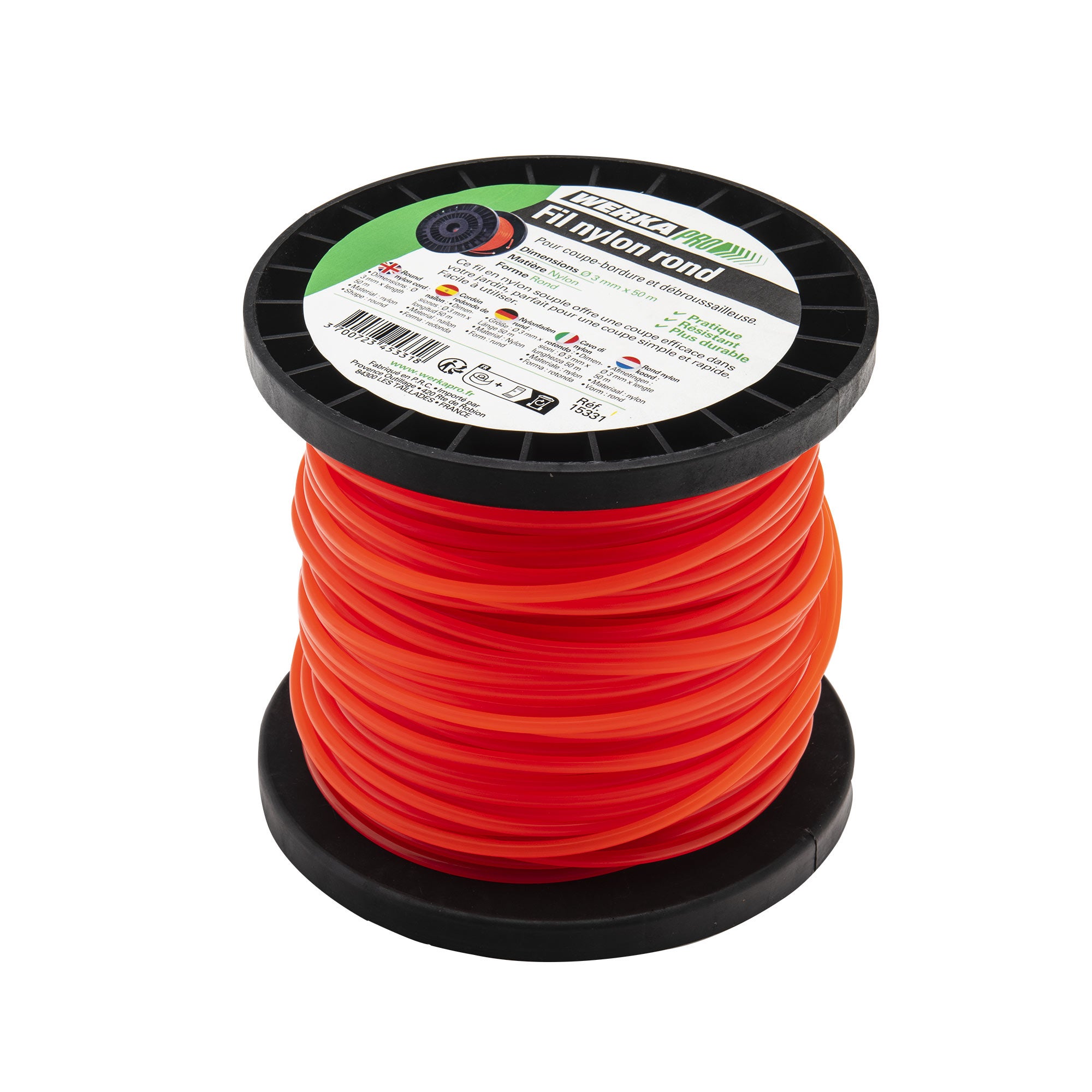 Fil nylon rond WERKA PRO Rouleau de 50 mètres Ø 3,3 mm | Leroy Merlin