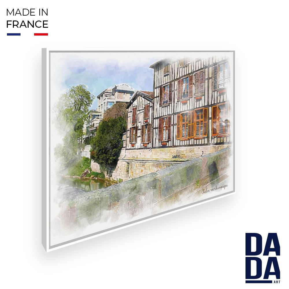 Tableau Maisons à colombages de Chalon-en-champagne / 45x60cm / Cadre ...