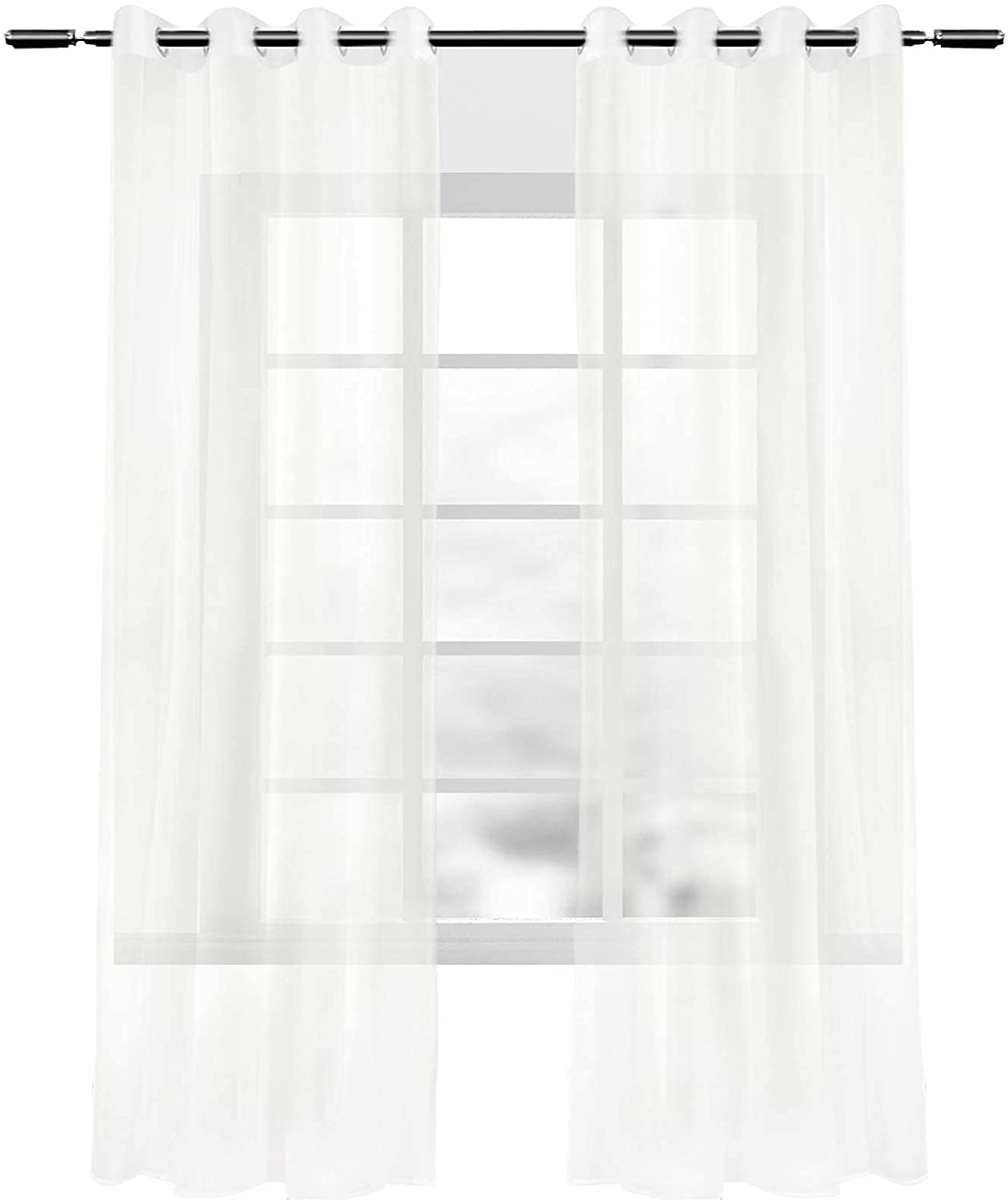 WOLTU 2 pièce Rideau Voilage Transparent à Oeillets, décoration pour ...