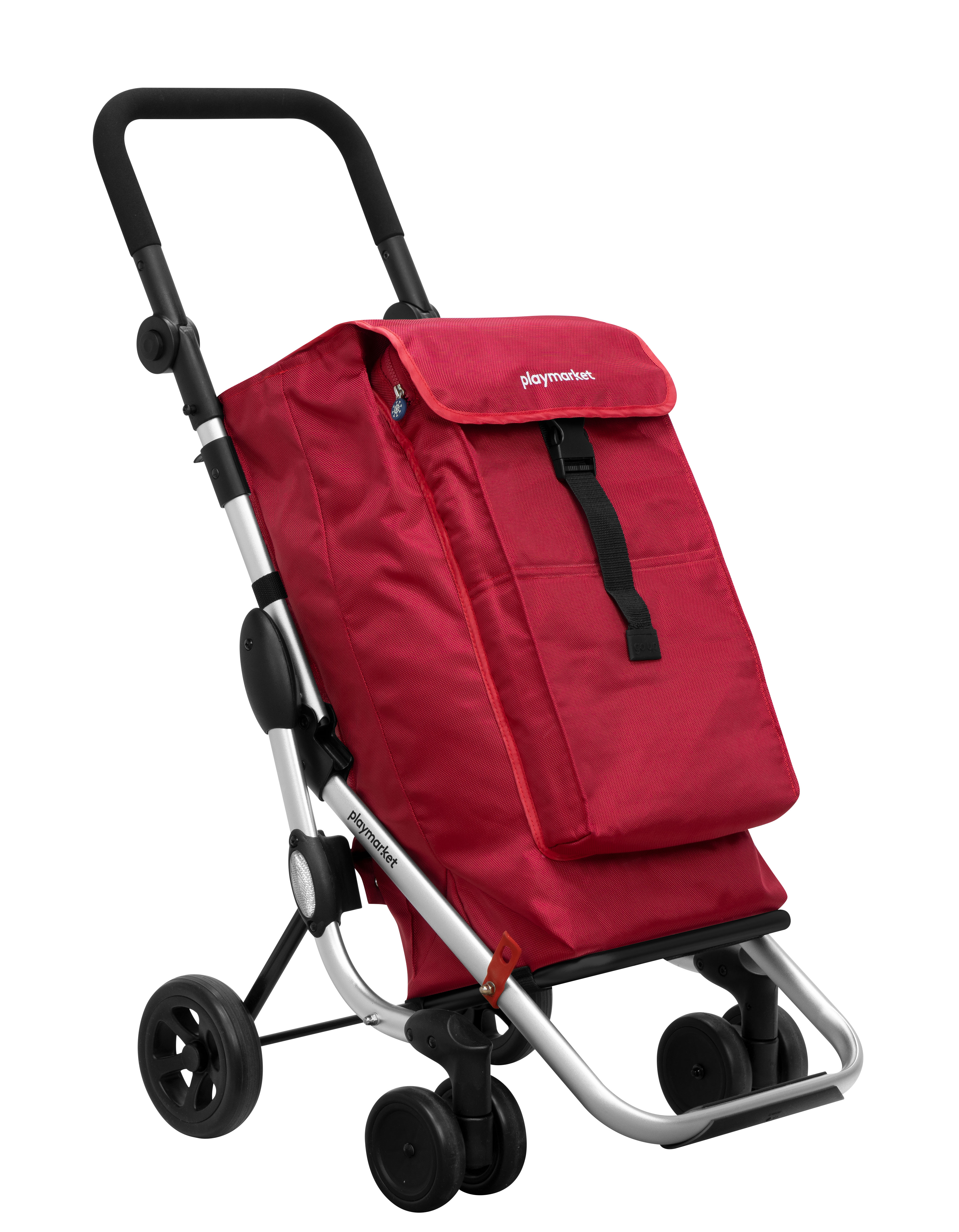 Playmarket Go Up Original shopping trolley, rouge, pliable, quatre ...