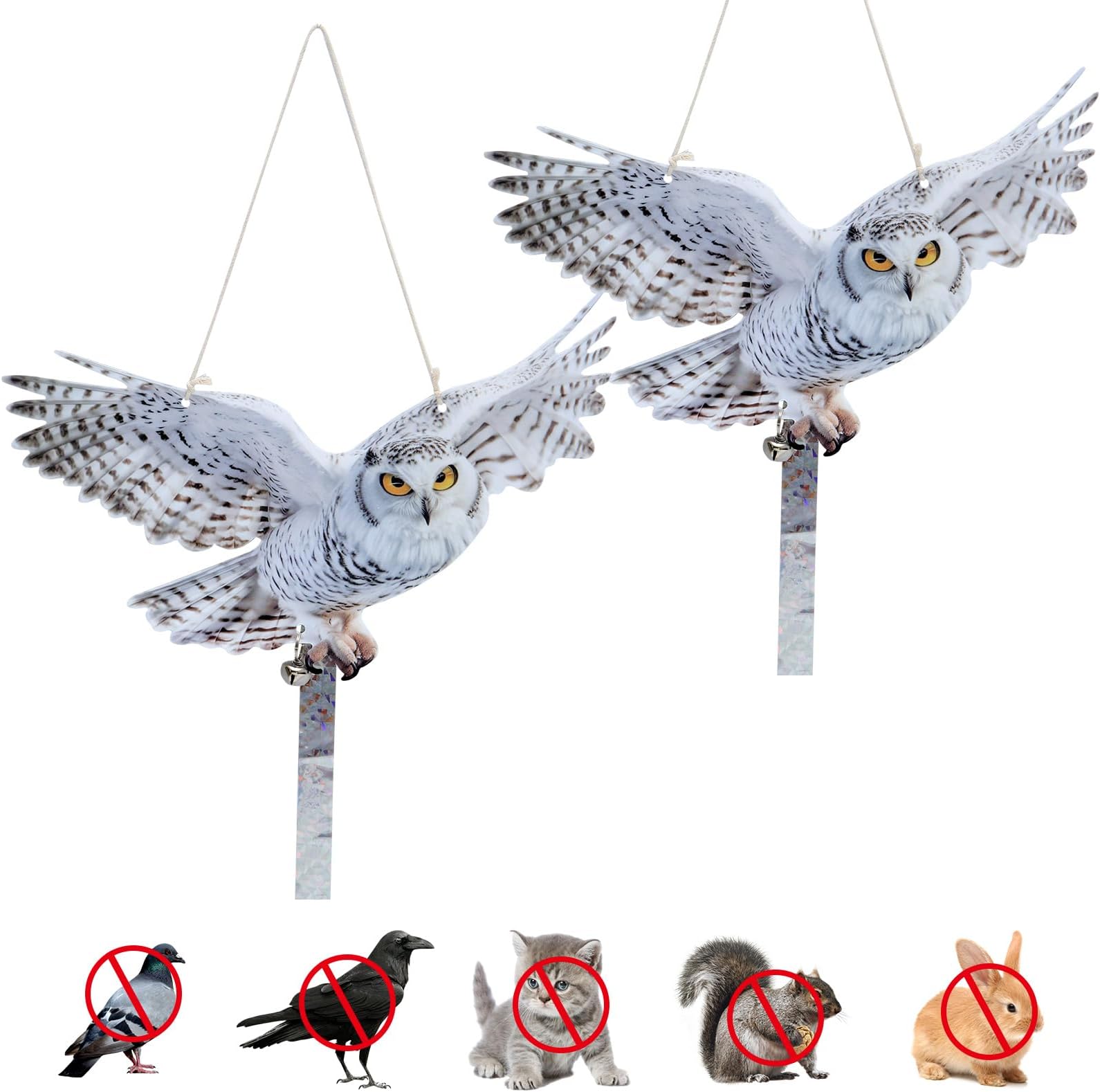 2 répulsifs à oiseaux, fausses chouettes pour éloigner les oiseaux ...