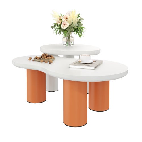 Ensemble de tables basses Cloud et Leaf, plateau en MDF laqué et pieds ...