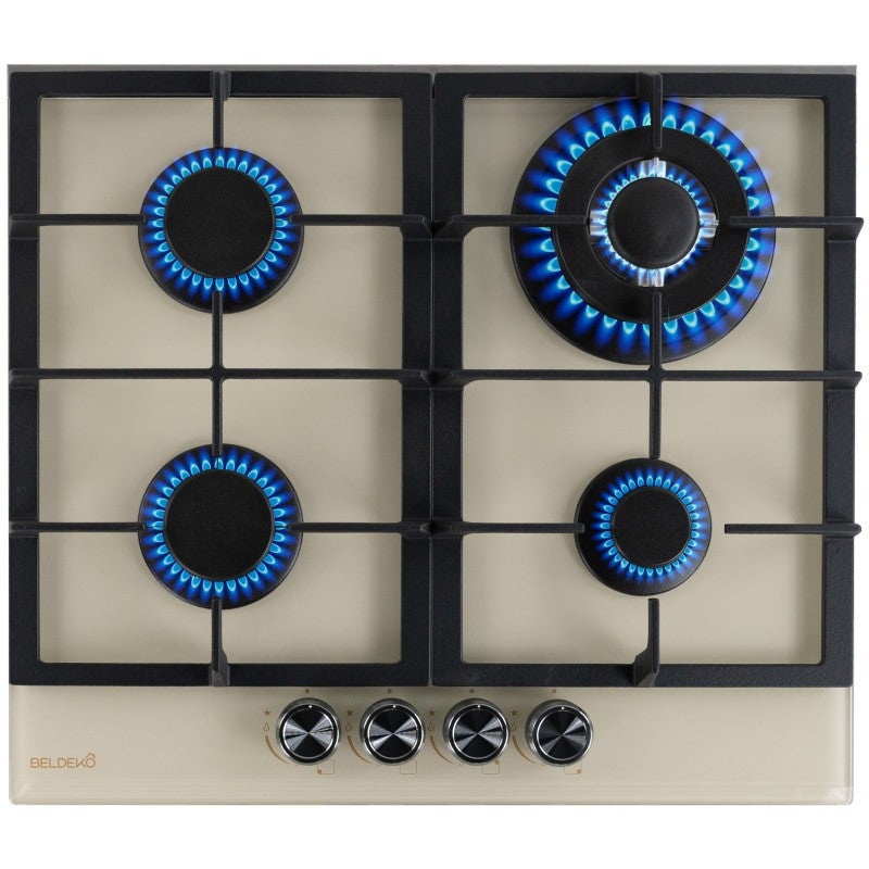 BELDEKO Plaque de Cuisson Gaz 4 Foyers Double Couronne - 8000W - Verre ...