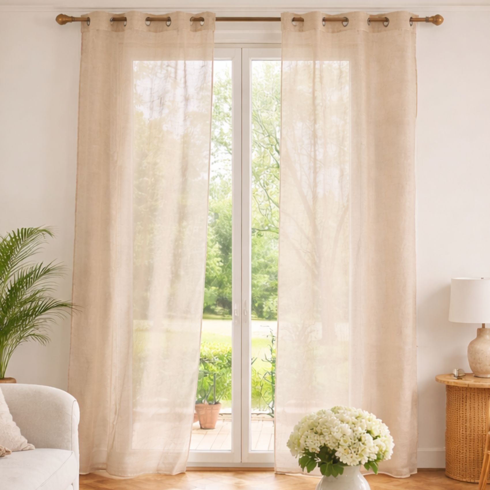 Voilage poly-lin uni fluide - Naturel - 140x240 cm - Polyester | Leroy ...