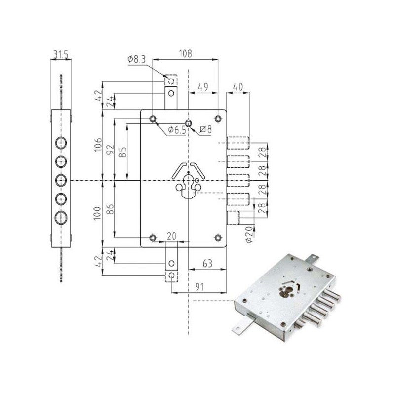 Serrure de sécurité triple cylindre gauche E63 Ne42 Atra | Leroy Merlin