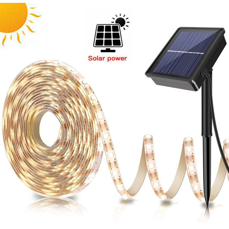 Ruban LED Solaire Extérieur, Ruban LED Solaire 5M 150LED, Guirlande ...