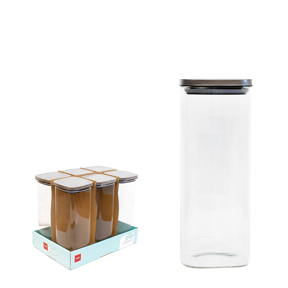 Tarro Boro Cuadrado Pop Silver 2L 6 unidades | Leroy Merlin