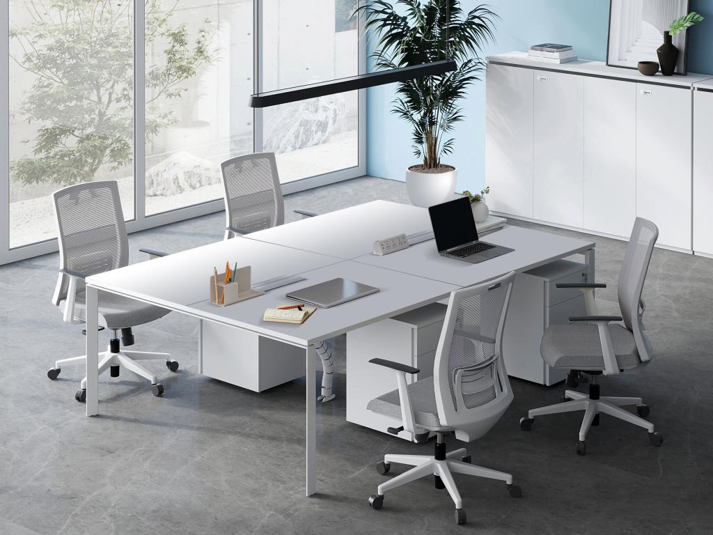 Bureau bench 4 personnes - Blanc - L120 cm - DOWNTOWN | Leroy Merlin