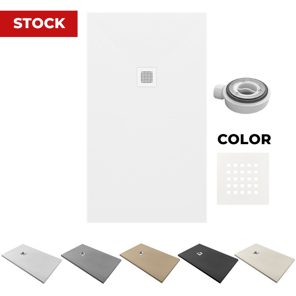 Plato de Ducha de Resina Antideslizante | Válvula de Desagüe + Rejilla ...