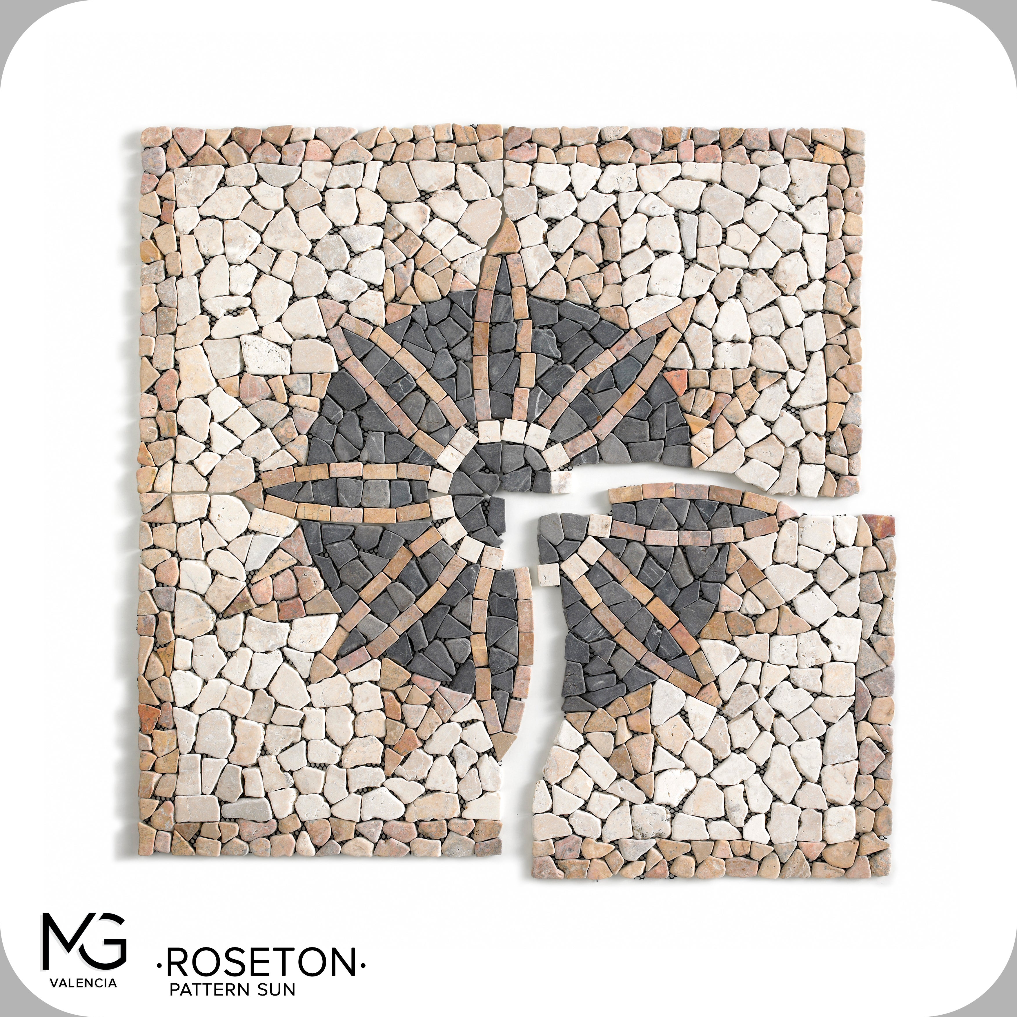 Mosaïque de marbre naturel 80x80cm | PATTERN SUN | (Boîte de 4 mailles ...