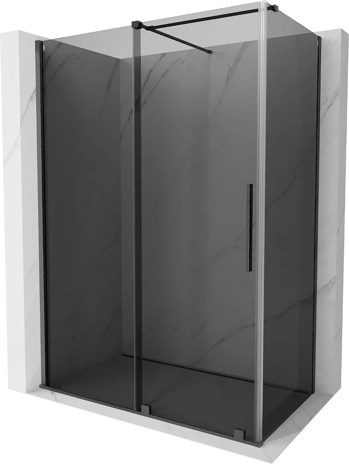 Mexen Velar cabine de douche coulissante 130 x 75 cm, graphite, gun ...