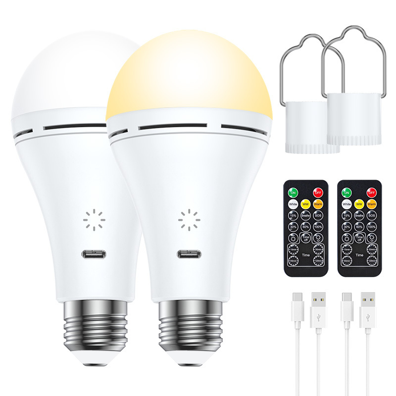 Lot de 2 Ampoules LED Rechargeables USB E26 avec Contrôle Tactile, 3 ...
