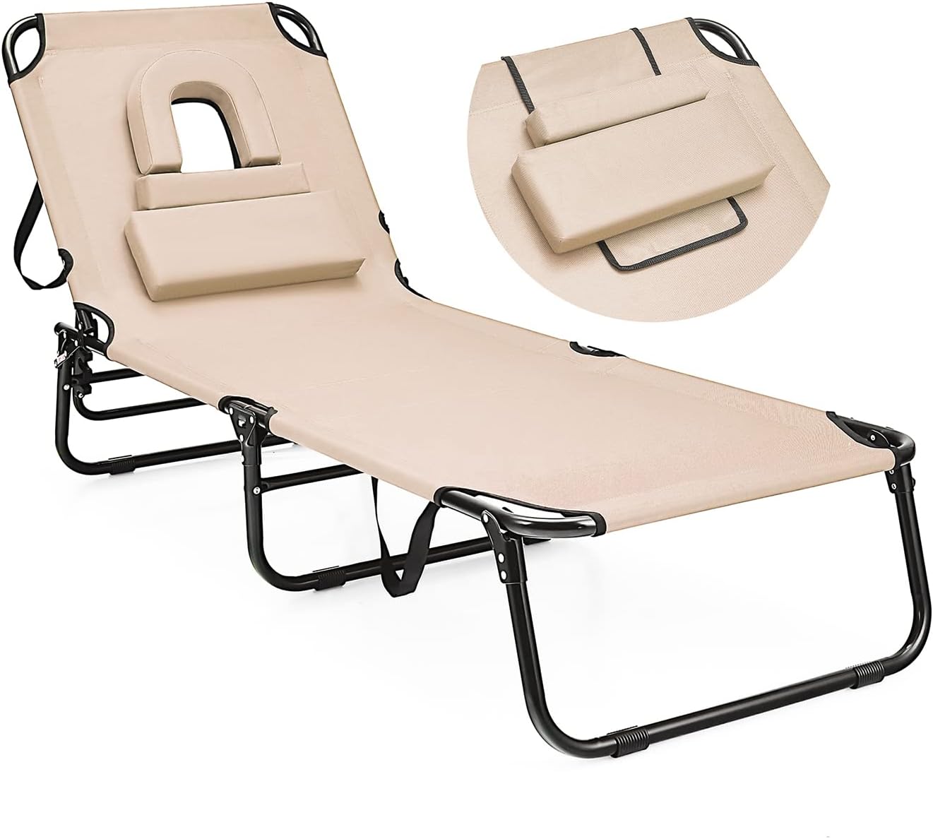 Transat Jardin Extérieur/Chaise Longue Pliante Réglable en 5 Positions ...