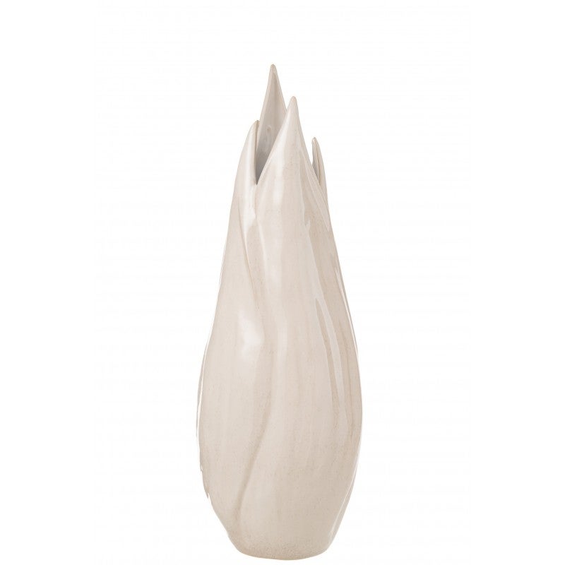 Grand vase en céramique blanc et beige 17x17x57 cm | Leroy Merlin