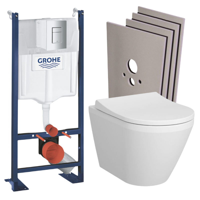 Grohe Pack WC Bâti Autoportant Rapid SL + WC sans bride Integra avec ...