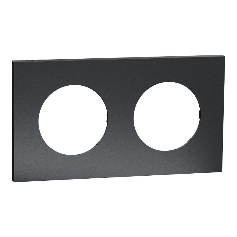 Plaque Odace Métal Schneider Electric - 2 postes - Effet Perle noire ...