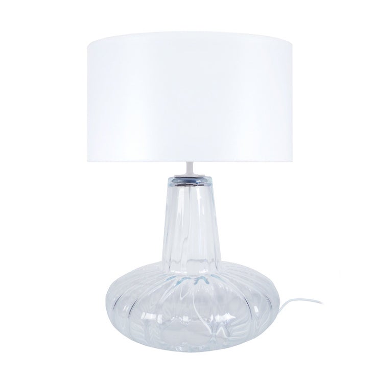 LUTON - Lampe a poser vase verre transparent et blanc | Leroy Merlin