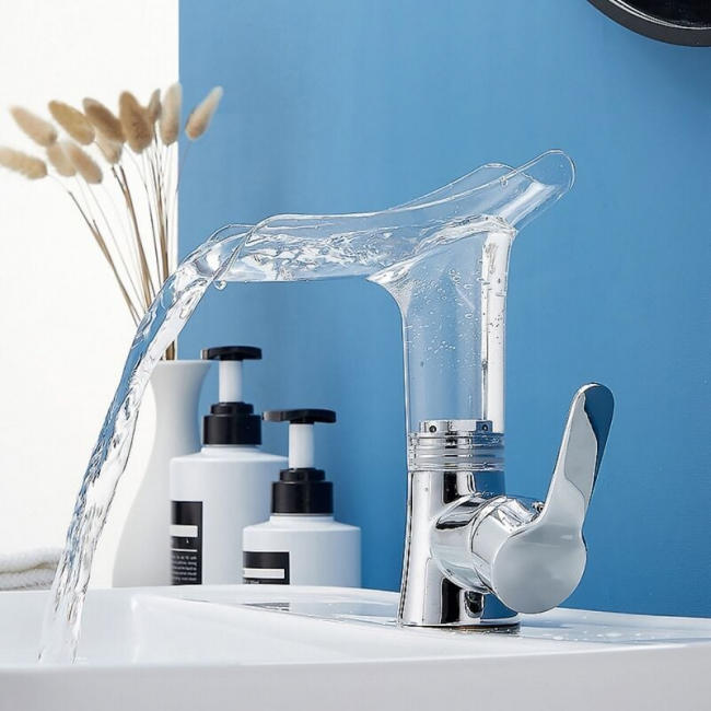 Robinet Cascade Lavabo Transparent Robinet de Lavabo pour Salle de Bain ...