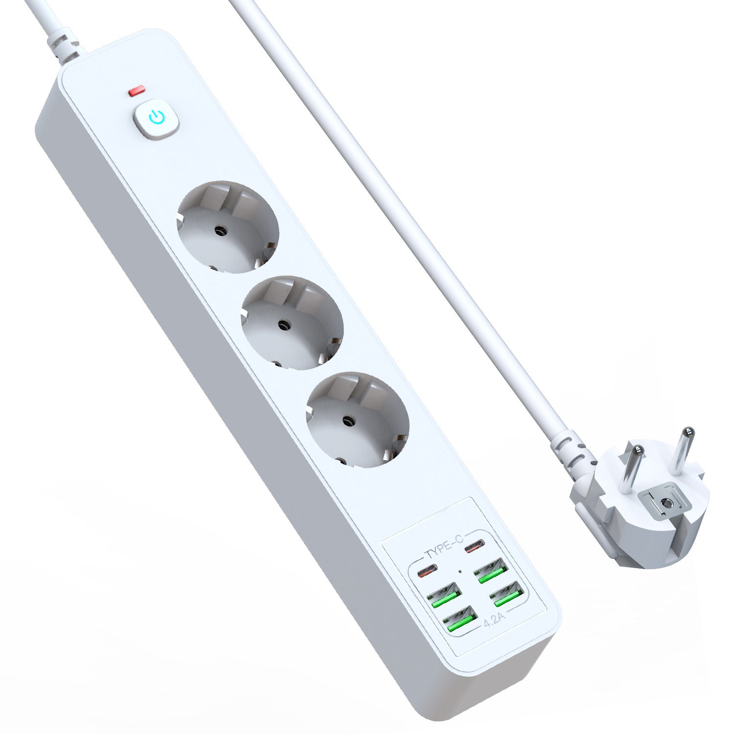 Regleta de enchufes europea BKL-03 con 6 puertos USB White | Leroy Merlin