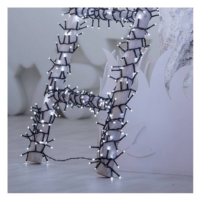 Guirlande lumineuse Mini BOA 15M 8 jeux 720 LED blanc froid câble vert ...