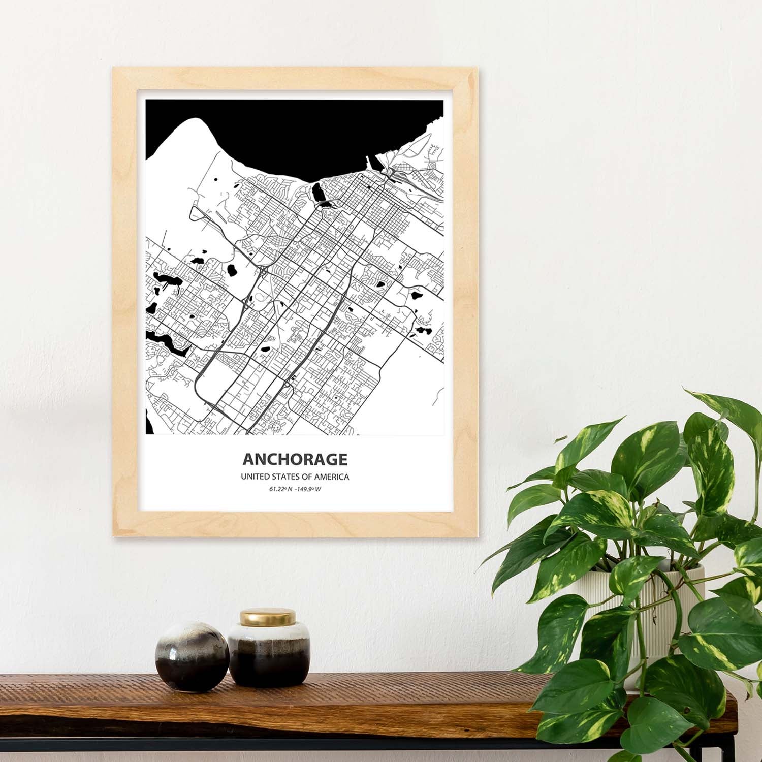 Poster Con Mapa De Anchorage Usa. Láminas De Ciudades De Estados Unidos ...