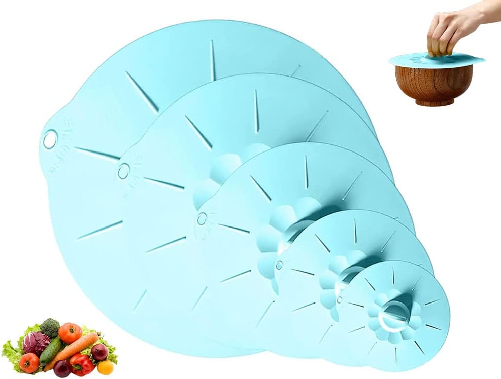 Confezione da 5 coperchi riutilizzabili in silicone per uso alimentare ...