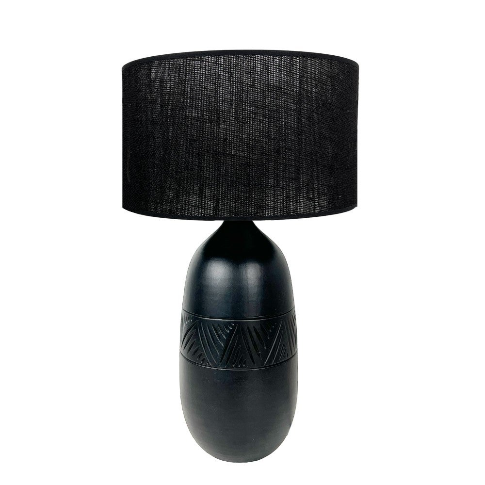 Lampe Kéo INCA noir H.47 cm abat-jour jute noir | Leroy Merlin