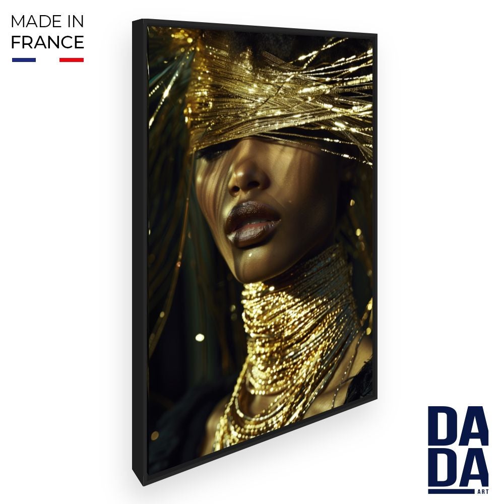 Toile encadrée Éclat doré luxueux / 72x108cm / Cadre Noir / Fabriqué en ...