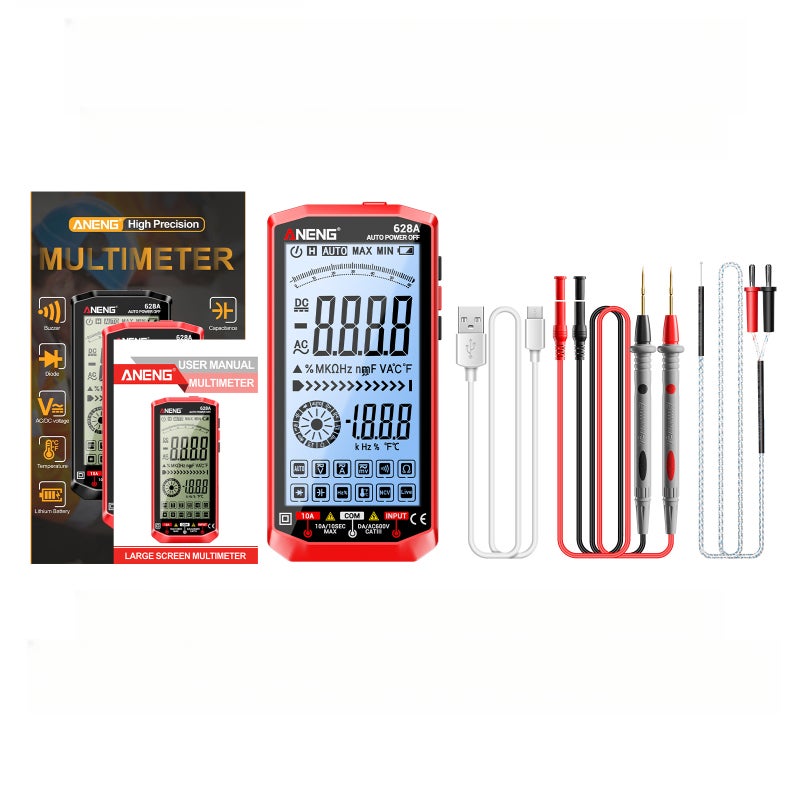 Multímetro digital profesional 628A, 6000 cuentas, selección automática ...