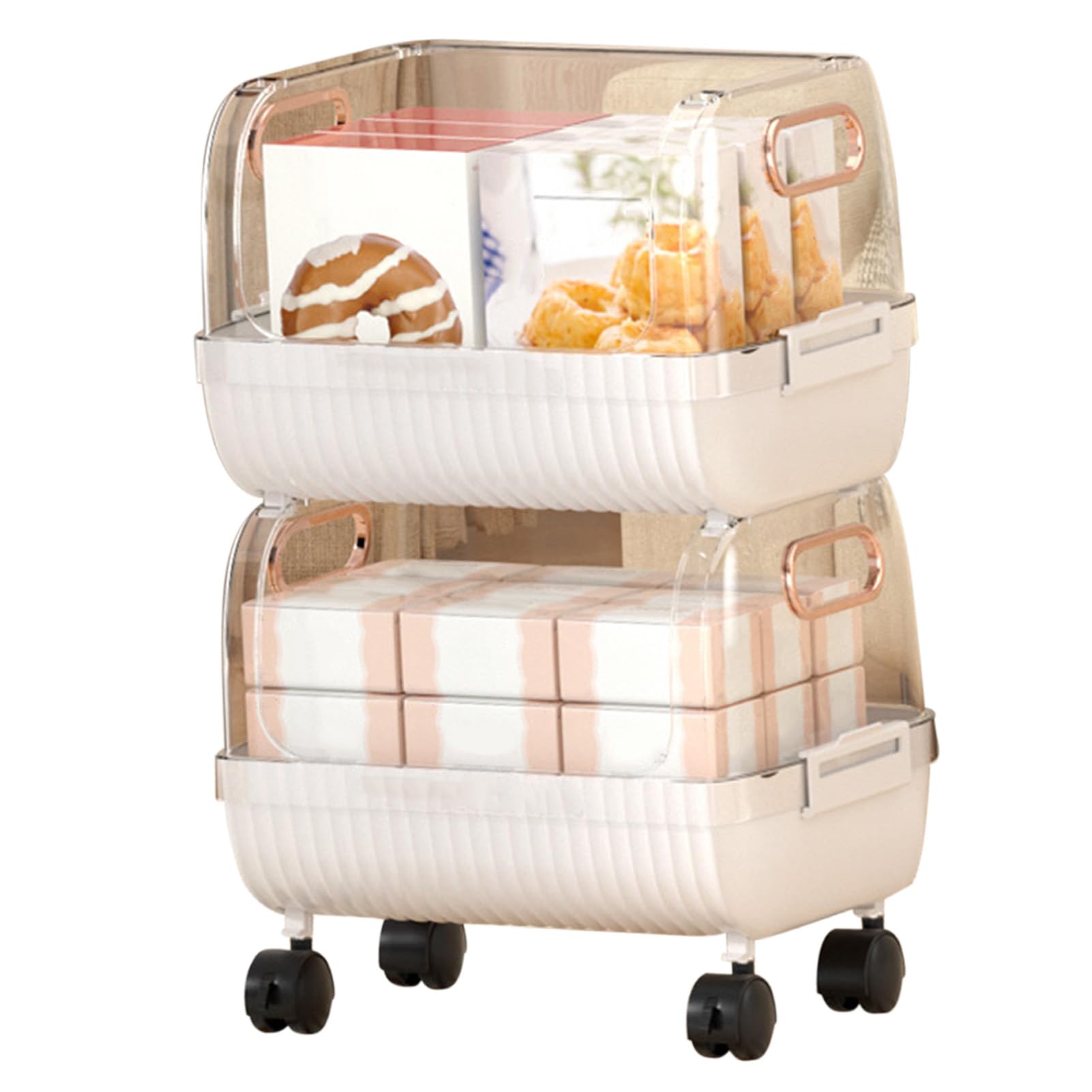 Étagère mobile multifonctionnelle blanche amovible pour snacks, chariot ...