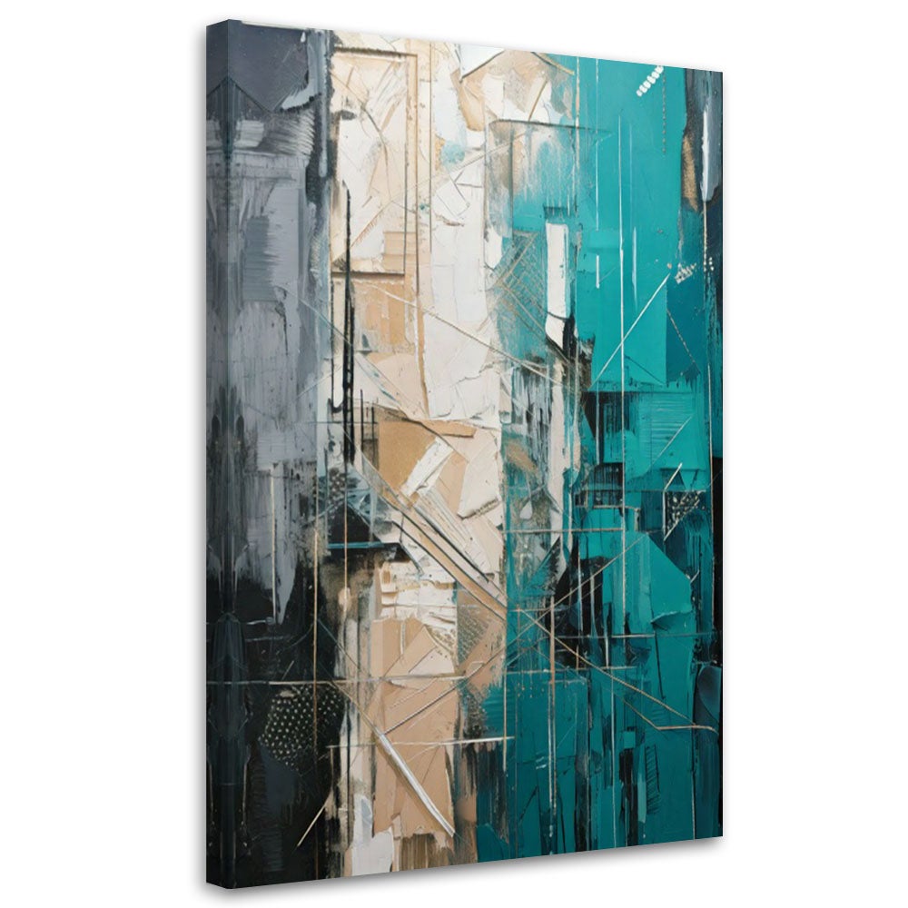 Tableau pour le salon Abstraction géométrique Turquoise 40x60 | Leroy ...