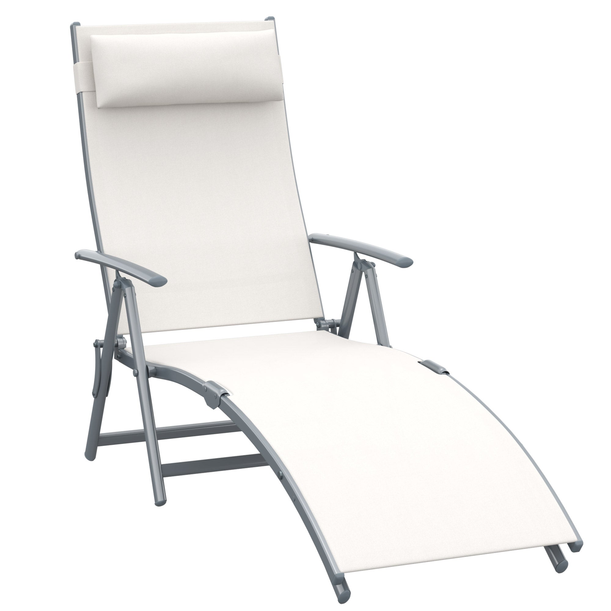 Tumbona Plegable OUTSUNNY Tubo de acero, Textliene Beige 137x63,5x100,5 ...