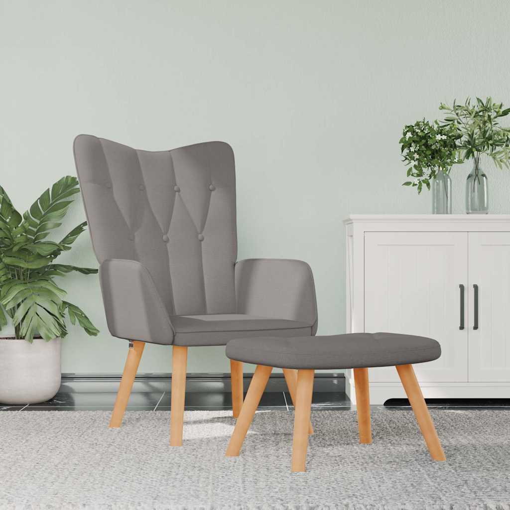 Chaise de relaxation avec tabouret Taupe Tissu | Leroy Merlin