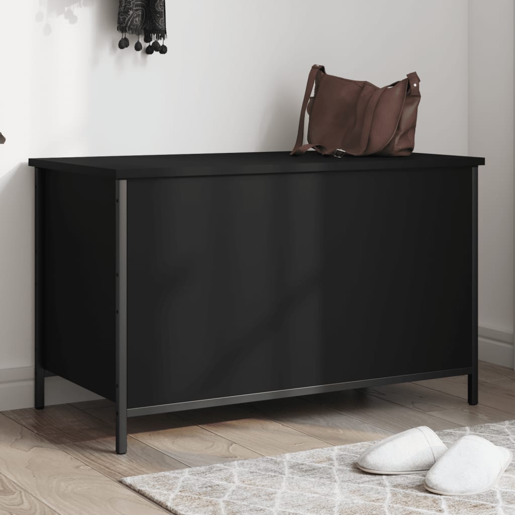 Banc d'intérieur | Banc de rangement noir 80x42,5x50 cm bois d ...