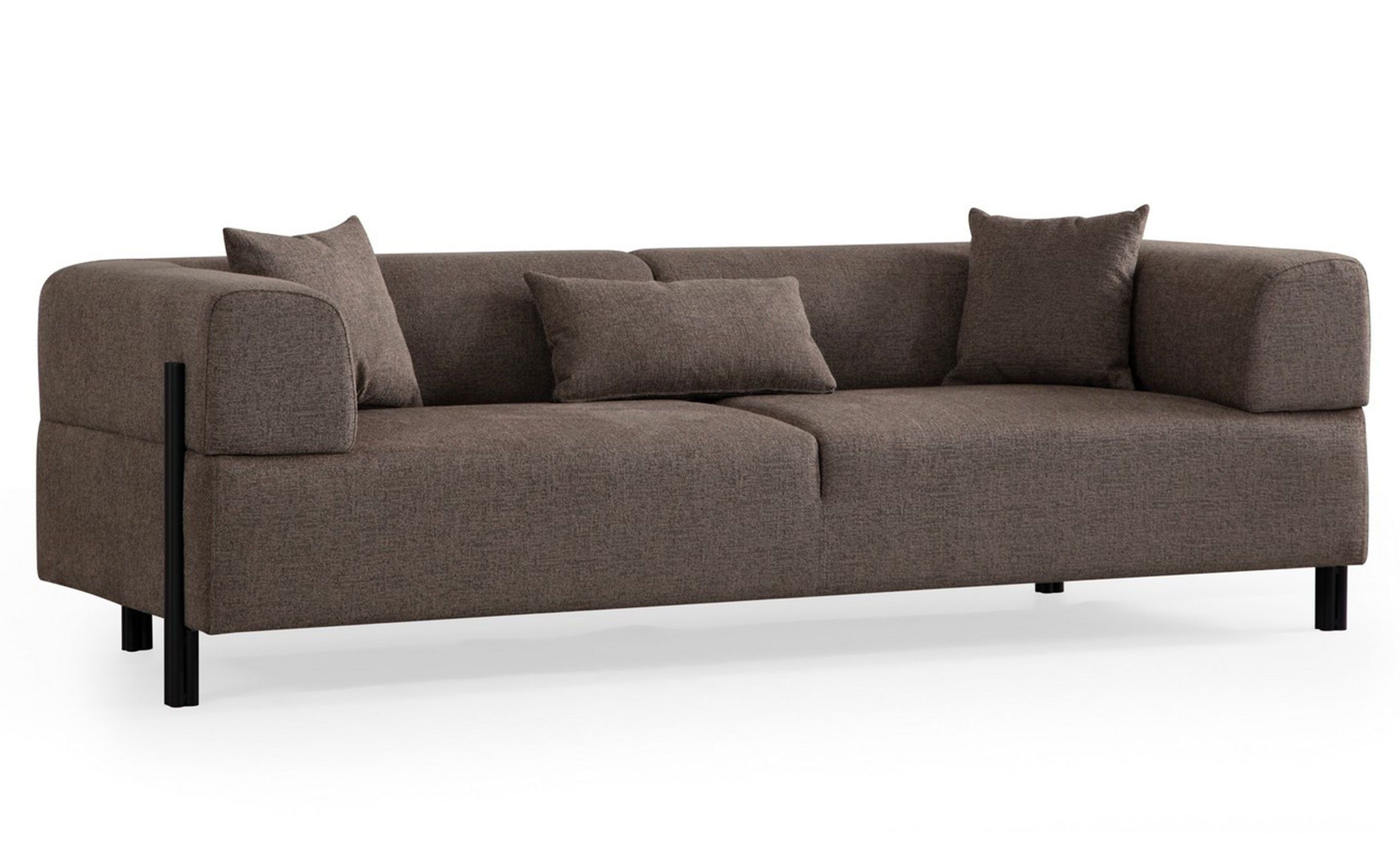 Canapé moderne 3 places Capertio Tissu Marron et Métal Noir | Leroy Merlin