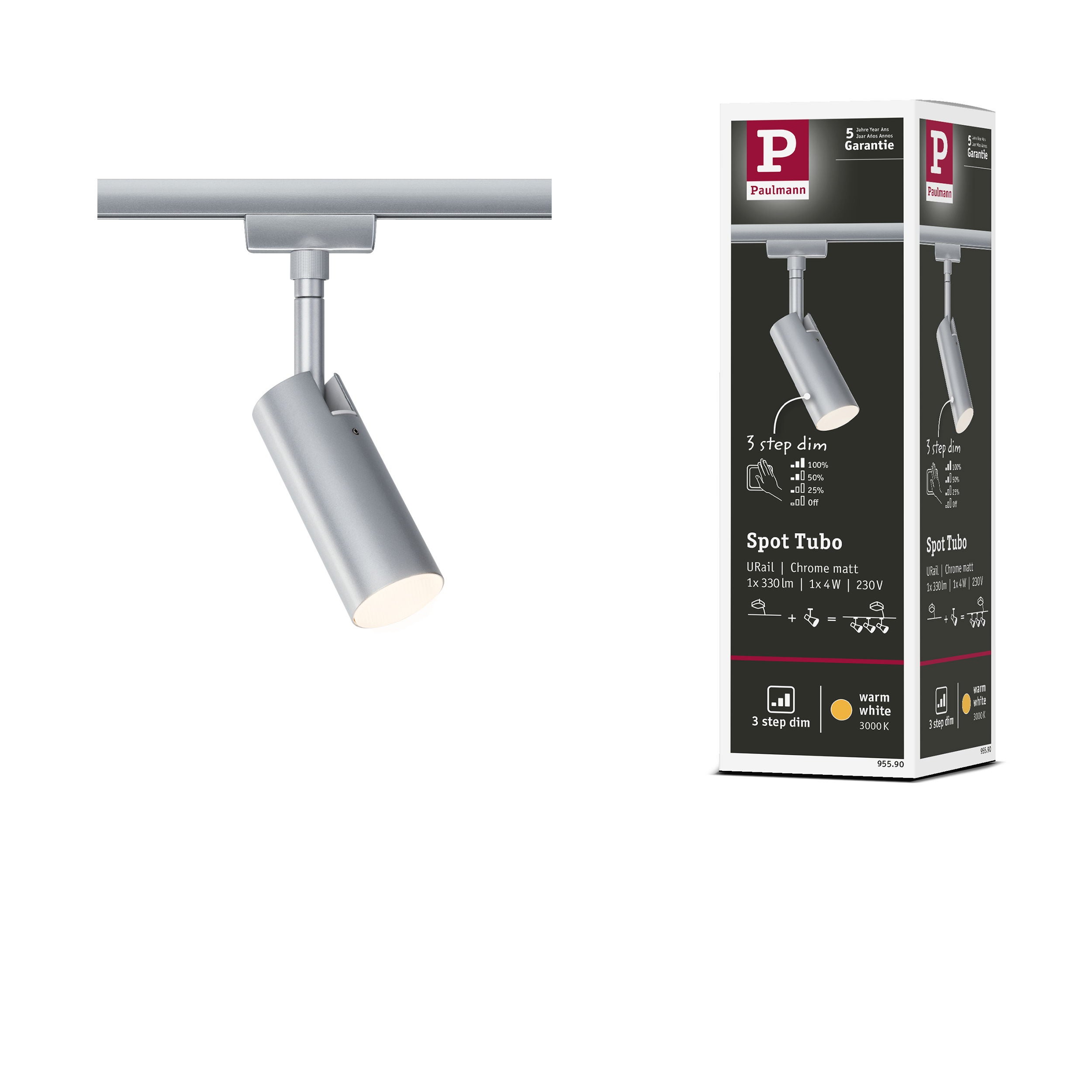 URail Spot sur rail 3-Step-Dim Tubo Spot individuel 190lm 4W 3000K ...