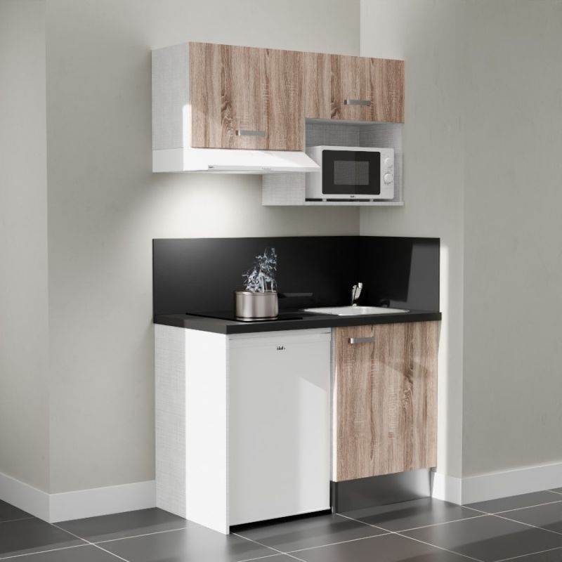 Kitchenette K02L-PT - 120 cm - plan stratifié, évier inox, - Façade ...