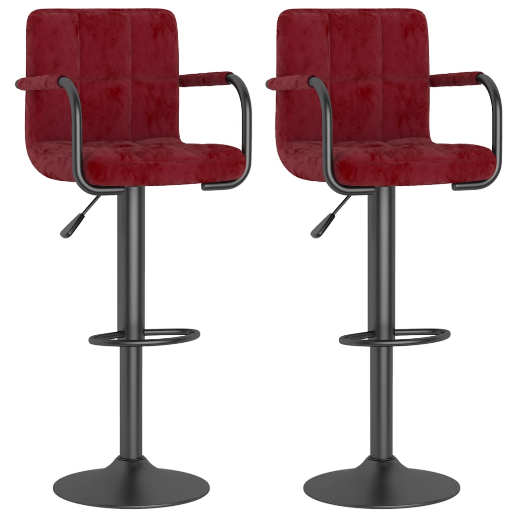Tabourets de bar design avec accoudoir velours bordeaux Konfa - Lot de ...