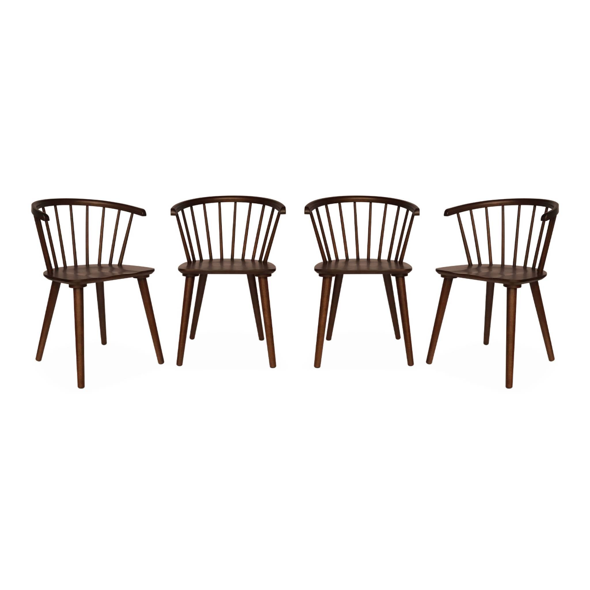 Lot de 4 chaises noyer à barreaux en bois et contreplaqué. Paula. L 51 ...